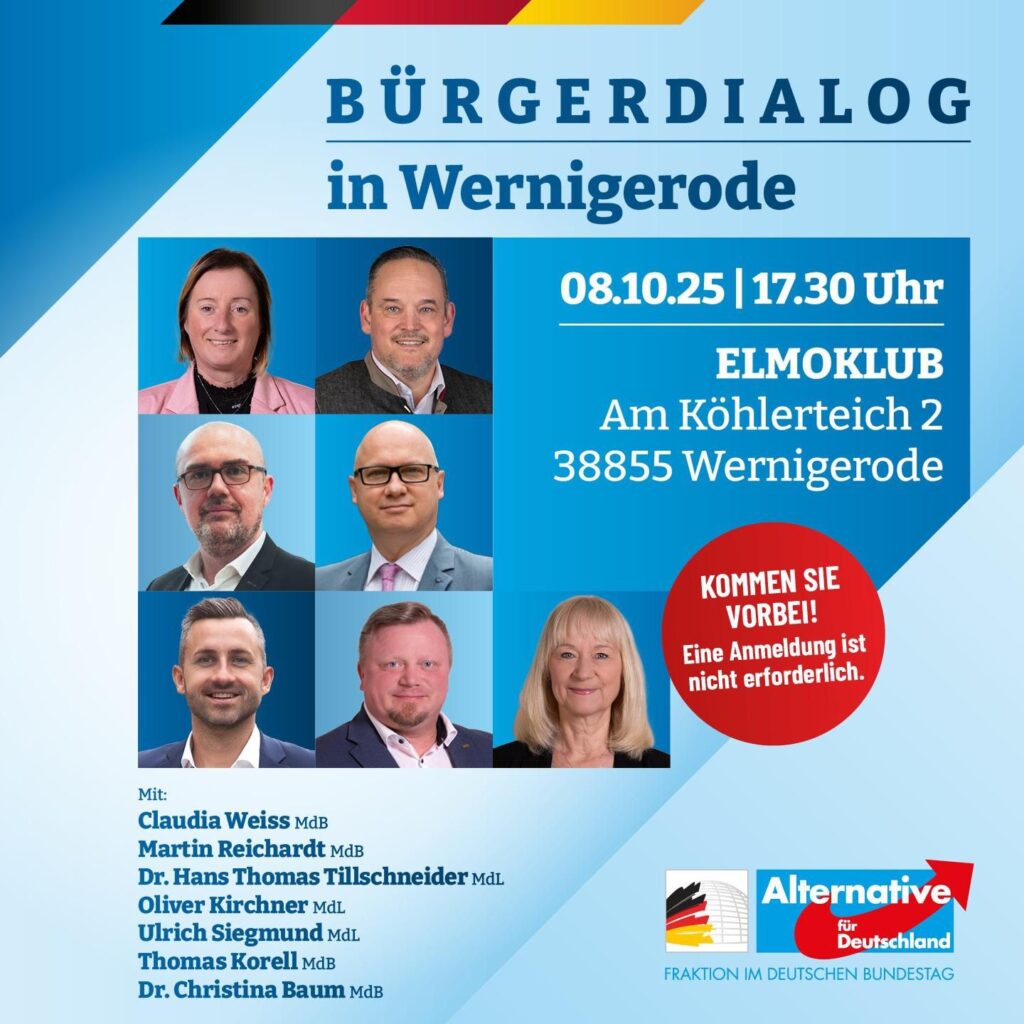Bürgerdialog in Wernigerode am 08.10.2025 im ELMOKLUB Mit MdB Dr. Christina Baum, MdB Claudia ...